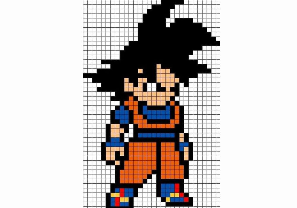 Dibujo Pixel Art Goku | Descargar Plantilla Gratis en PDF