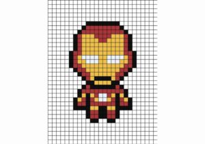 Dibujo Pixel Art Iron Man | Descargar Plantilla Gratis en PDF