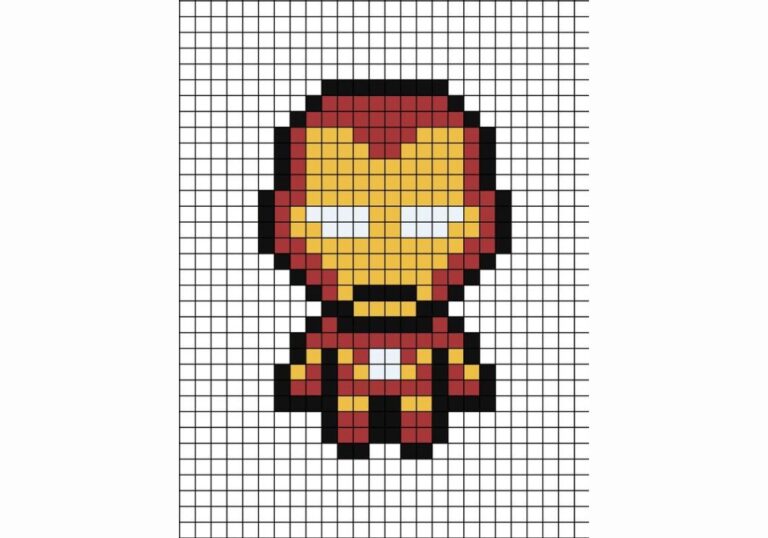 Dibujo Pixel Art Iron Man | Descargar Plantilla Gratis en PDF
