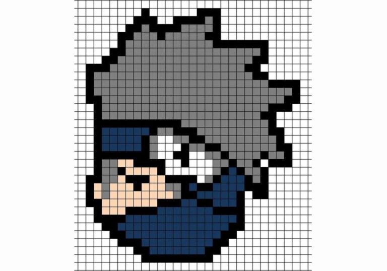 Dibujo Pixel Art Kakashi | Descargar Plantilla Gratis en PDF