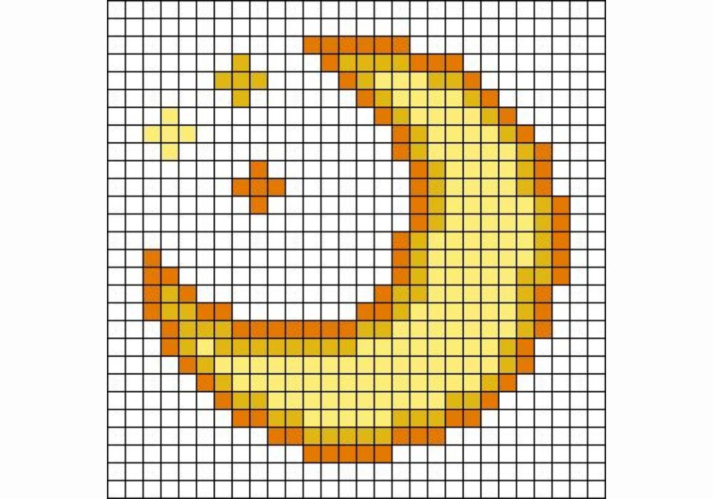 Dibujo Pixel Art Luna | Descargar Plantilla Gratis en PDF